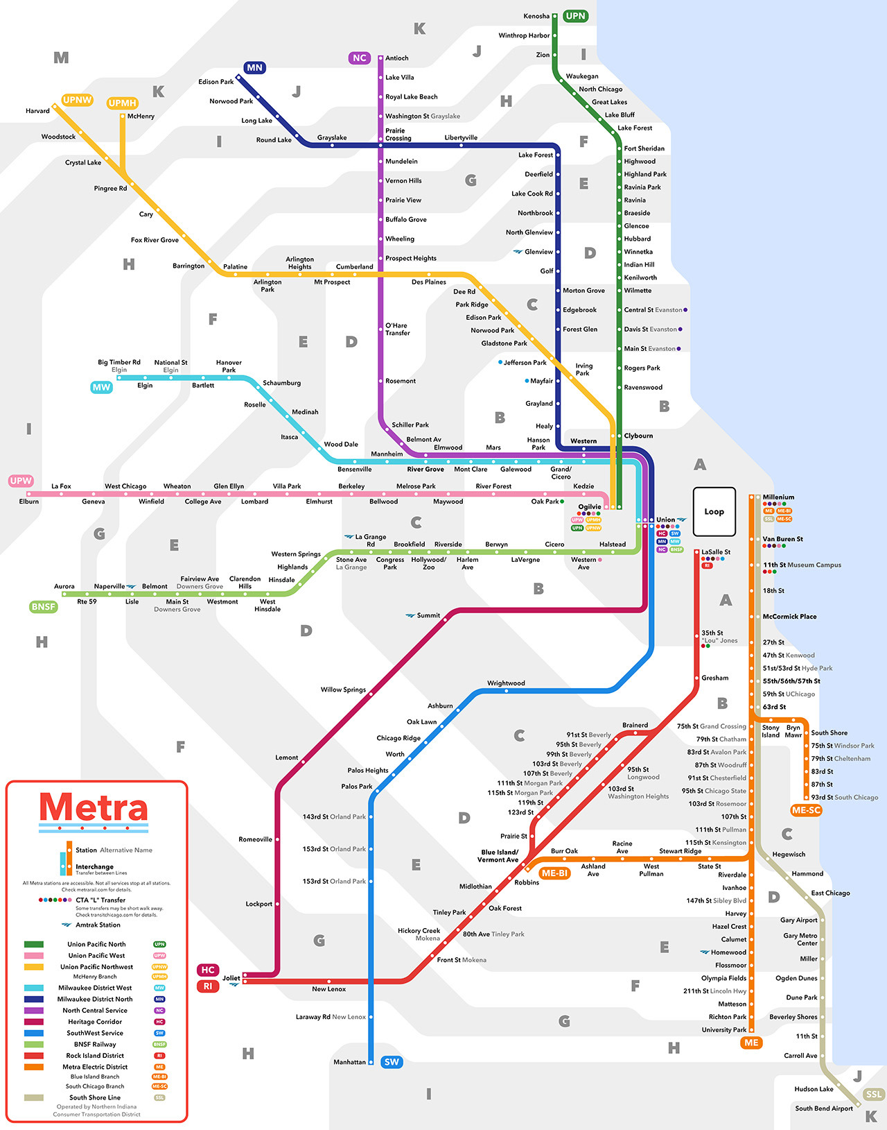 Transit Maps Submission Unofficial Map Metra Commuter Rail Chicago